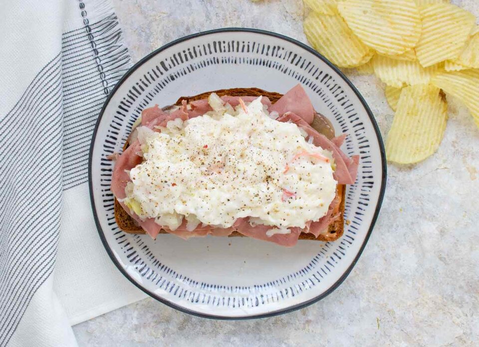 Open-Faced Reuben Sandwich on Fried Toast – Toasted Tuesdays