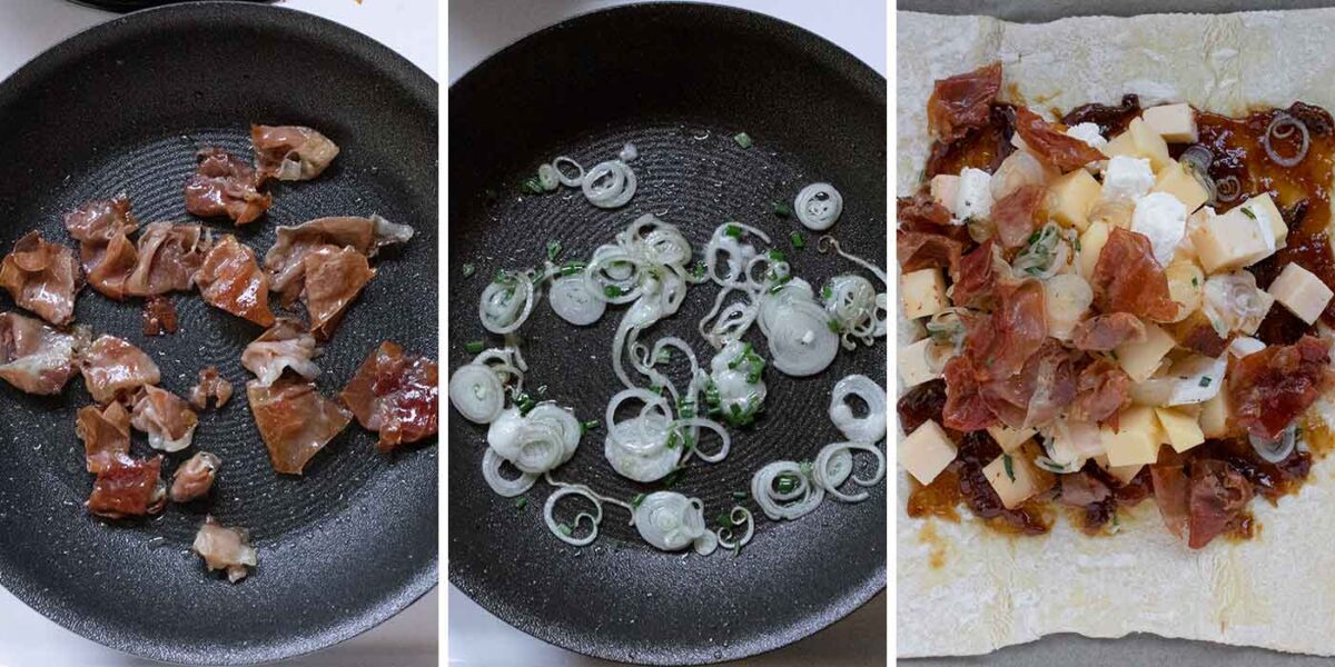 Baked Cheesy Puff Pastry with Crispy Prosciutto