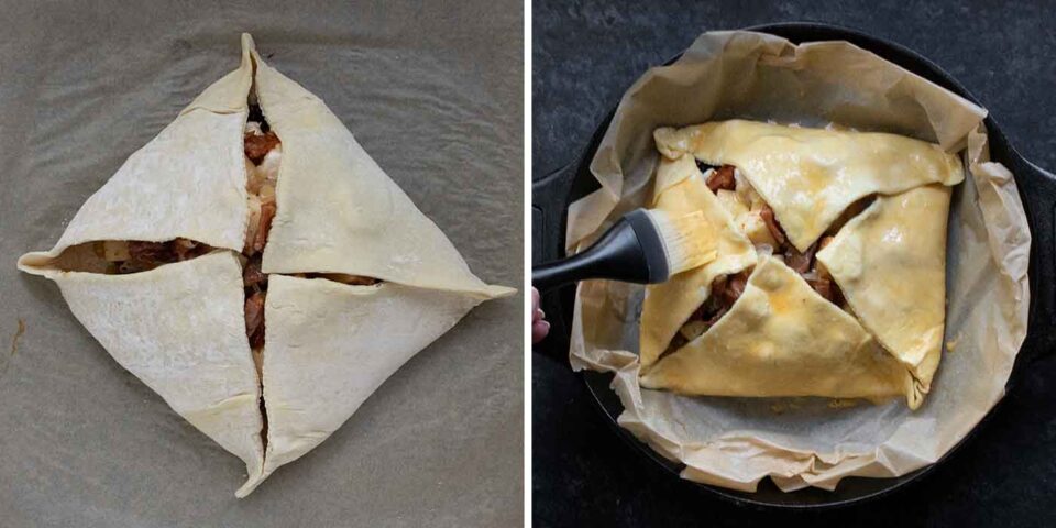 Baked Cheesy Puff Pastry with Crispy Prosciutto
